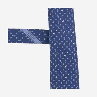 Ferragamo Mens Silk Tie Blue Ties & Bow