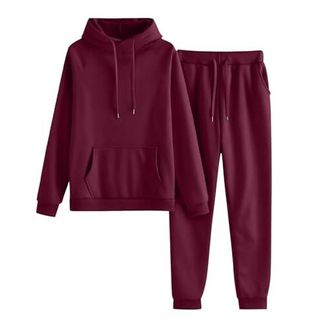 Generic Surv&ecirc;tement 2 pi&egrave;ces pour femme - Doux - Sweat &agrave; capuche - Confortable - Tenue d&eacute;contract&eacute;e - Couleur unie - Sweat &agrave; capuche avec cordon de serrage, B