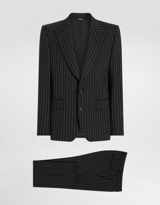 Dolce & Gabbana Einreihiger Nadelstreifenanzug Sicilia Aus Wolle In Stretchqualit&auml;t - Mann Anz&uuml;ge Und Blazer n/d 46