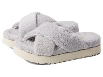 UGG Damen Fuzz Sugar Terry Cross Slide Hausschuh, Metallgrau, 37 EU