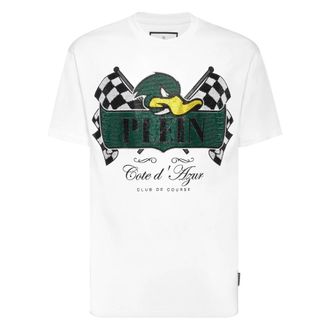 Philipp Plein Homme, Tops, Blanc, Taille: 5XL T-Shirt Col Rond Canard