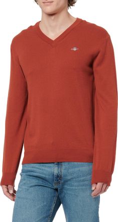 GANT Herren CTN/WO V-Neck Pullover, MODERN Rust, 3XL