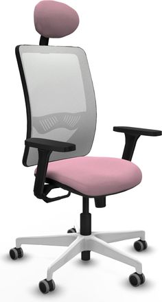 Piqueras y Crespo Schreibtischstuhl Zulema in Rosa und Wei&szlig;, mit 3D-Armlehnen, h&ouml;henverstellbarer Lendenwirbelst&uuml;tze und festem Kopfteil, ausgestattet mit 3 Positionen,