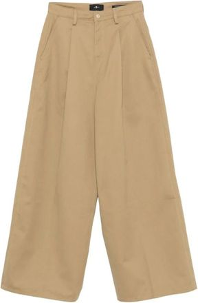 7 For All Mankind Femme, Pantalons, Beige, Taille: W26 Pantalon Beige Plissé Boutons Devant