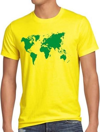 style3 Sheldon Mappemonde T-Shirt Homme, Taille:M;Couleur:Jaune
