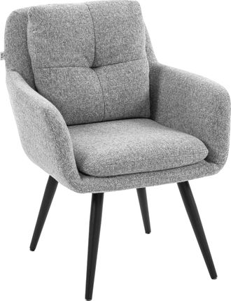 HOMCOM Sessel Loungesessel mit Leinenoptik, Relaxsessel mit Metallbeinen, Doppelschichtpolster Modern Polsterstuhl f&uuml;r Wohnzimmer, Schlafzimmer, Hellgrau