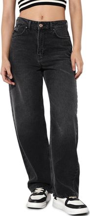 Only Damen Onlcarrie Hw STR Tapered Bl DNM Cro Jeans, Washed Black, 29 W/30 L