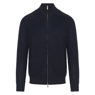 Emporio Armani Wollmischung Cardigan Rei&szlig;verschluss Front Design - - Knitwear - Herren - Blau - S
