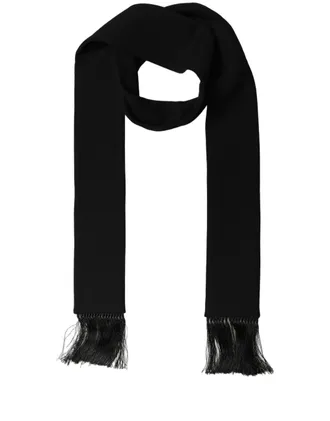 Dolce & Gabbana Fringed Wool Knit Scarf - Black