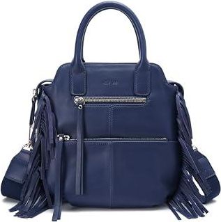 Kate Lee Sac en Cuir Velyane Franges Bleu, Femme