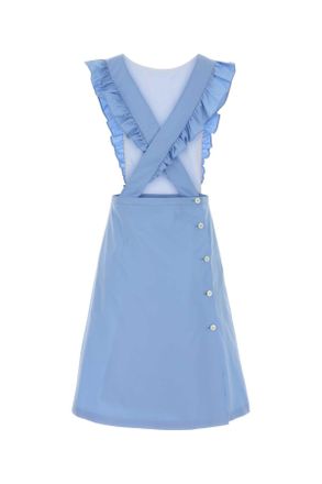 Miu Miu Ruffled Poplin Dress - Blue