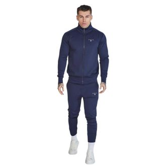 Siksilk Trainingsjacke f&uuml;r Herren, Weiter Stehkragen, Schmal (Marine)