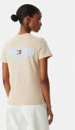 Tommy Jeans T-Shirt Wavy Flag DW0DW22274 Hellbeige Regular Fit