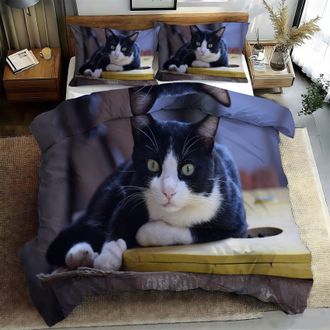 Generic Bettw&auml;sche 155x220 Modern Bettbezug 155x220 Kuhkatze Bettbezug mit 2 Kissenbez&uuml;ge 80x80cm, Bettw&auml;sche-Sets Microfaser mit Rei&szlig;verschluss b165