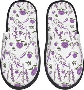 Generic Pantoufles Unisexes Imprimé Fleurs De Lavande Chausson Hommes Automne Hiver Antidérapantes Chaude Pantoufles, Pour Fête, Intérieur Extérieur, Mariage,