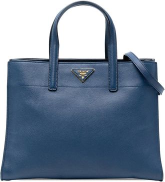 Prada Hobo Bags - Saffiano Soft Triple Pocket Tote - Gr. unisize - in Blau - für Damen