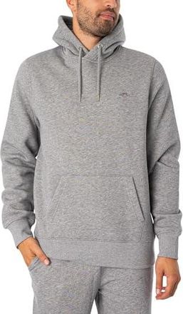 GANT REG Hoodie Sweat À Capuche Shield Regular, Grey Melange, M Homme