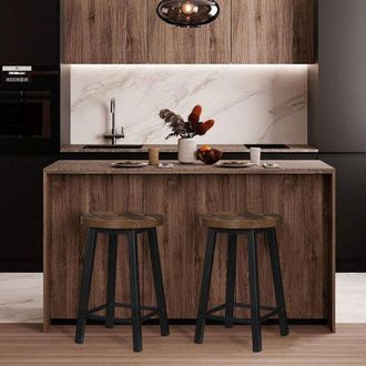 Woltu 4er Set Esszimmerst&uuml;hle K&uuml;chenst&uuml;hle Wohnzimmerst&uuml;hle K&uuml;che St&uuml;hle aus Metall und Holzwerkstoff f&uuml;r Home und Wohnzimmer, Holz vintage