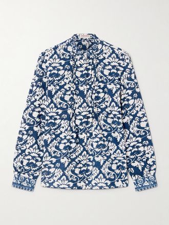 Emporio Sirenuse Blouse En Coton &Agrave; Imprim&eacute; Fleuri Chiara - Bleu
