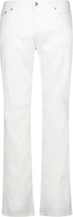 120% Lino Homme, Pantalons, Blanc, Taille: W33 Pantalon slim cinq poches