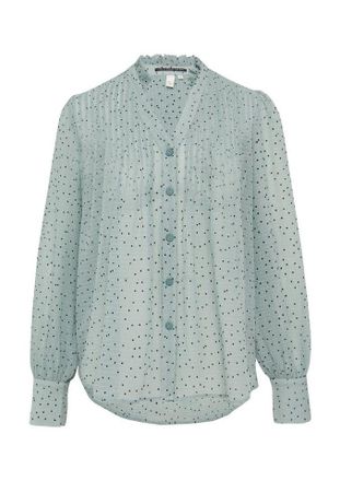 QS by s.Oliver Langarmbluse Bluse Strukturierte Chiffonbluse mit Punktemuster