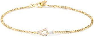 Ania Haie Sunshine Chaser Bracelet pour femme en argent sterling 925 plaqué or 14 carats serti de 14 zircones cubiques Longueur : 16,5 cm + 2 cm dextension, emb