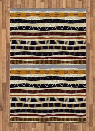 Abakuhaus Stammes Teppich, Ethnische afrikanischen Trippy, Teppich mit einseitiger Klaren Digitalen Druck Wohnungsdekoration, 120 x 180 cm, Multicolor