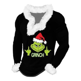 Generic Le Grinch Pull De Noel Homme Pyjama Vetement zippé Sweats Sweat The Adulte Drole 2025 Costume Ugly Famille Moche Pulls col Rond Sweatshirts Enfant Noe
