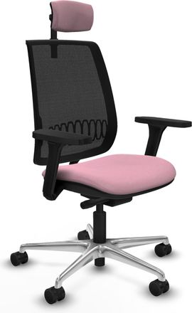 Piqueras y Crespo Ergonomischer Stuhl f&uuml;r die Arbeit zu Hause mit 3D-Armen, h&ouml;henverstellbare Lendenwirbelst&uuml;tze und h&ouml;henverstellbares Kopfteil, Schwarz/Rosa