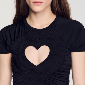 Sandro T-shirt court fronc&eacute; caur