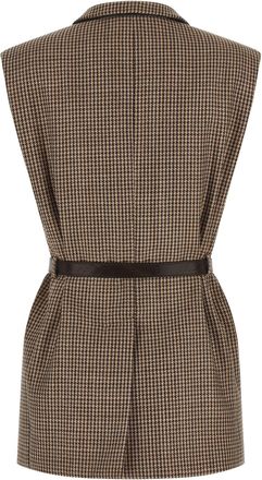 Brunello Cucinelli Houndstooth Virgin Wool Vest - Brown