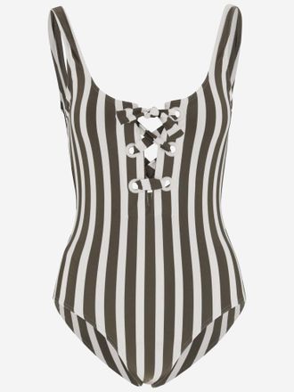 Eres Womens One-Piece Swimsuit Striped Stretch Nylon Multicolour Polyamide Swimwear Sea Clothing