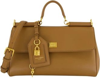 Dolce & Gabbana Femme, Sacs, Brun, Taille: ONE Size My Sicily Leather Handbag