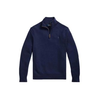 Polo Ralph Lauren Strukturierter Woll-Pullover mit 1/4-Rei&szlig;verschluss - - Knitwear - Herren - Blau - 2XL