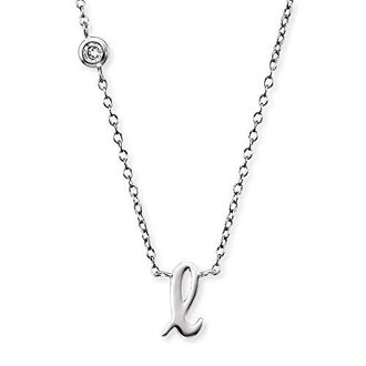 Engelsrufer Collier pour femme en argent sterling avec pendentif lettre L - serti dune pierre de zircone - Réglable en deux longueurs - Longueur : 44 cm, Länge 40