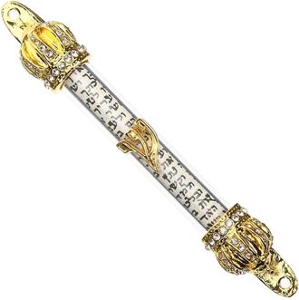 NUOBESTY Religi&ouml;se Metall Mezuzah mit Feinem Design J&uuml;dische T&uuml;rdekoration mit Krone Rechte Seitenbefestigung Dekoratives Judaica Geschenk f&uuml;r Hauseingang und 