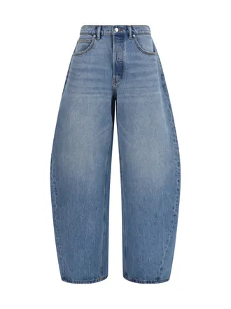 Alexander Wang Womens Balloon Jeans Crystal Embellished Vintage Light Indigo Cotton