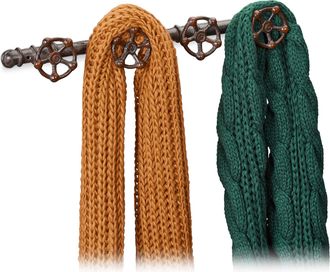 Relaxdays Wandgarderobe Industrial, 4 Kleiderhaken, Pipeline, Gusseisen Deko, rustikal, HxBxT: 6,5 x 46,5 x 6 cm, braun 10028986