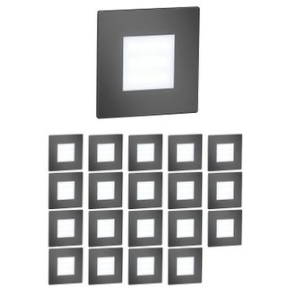 LEDs Com 20 St&uuml;ck LED Treppenlicht/Wandeinbauleuchte FEX f&uuml;r innen und au&szlig;en, eckig, anthrazit, 85 x 85mm, kaltwei&szlig;