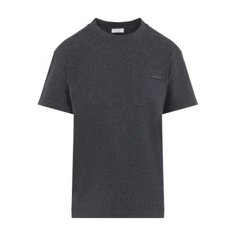Brunello Cucinelli Femme, Tops, Gris, Taille: 38 FR T-shirt ras du cou avec poche Monili