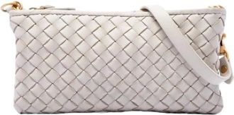 Bottega Veneta Sac bandouli&egrave;re en nappa tress&eacute; Pre-owned - Femme - Pre-owned - Blanc - Taille: ONE Size