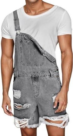 Generic Jean Homme Regular Pantalon Jeans Salopette en Denim pour Homme avec D&eacute;tails D&eacute;chir&eacute;s, Latz confortable et &eacute;l&eacute;gant pour un Look de Tous les Jours
