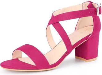 Allegra K Sandales &agrave; Talon carr&eacute; pour Femmes Rose Rosa 38