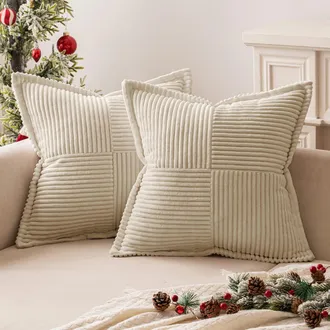 Miulee 2er Set Kordsamt Weihnachten Kissenbezüge Samtkissen Weich Dekokissen Dekorativ Kissenbezug Modern Kissenhülle Sofakissen Zierkissen Couchkissen für W