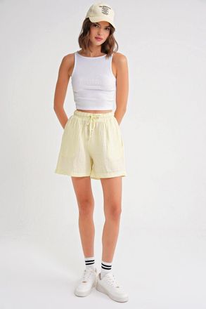 Mixray Hochtaillierte Baumwollshorts mit Struktur