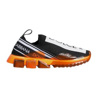 Dolce & Gabbana Logo Print Slip-On Sneakers Schwarz Orange - - Shoes - Herren - Mehrfarbig - 40 1/2 EU