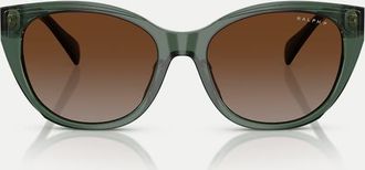 Ralph Lauren eckige polarisierte Sonnenbrille mit braunem Glas in gl&auml;nzend transparentem Gr&uuml;n
