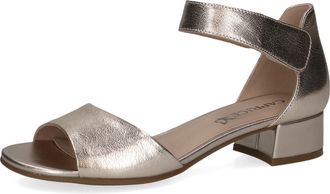 Caprice Caprice Damen Sandalen mit Absatz aus Leder mit Riemchen, Metallisch (Platin Metal.), 37.5 EU