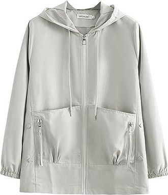 Generic Vestes pour femmes 2026 - Style d&eacute;contract&eacute; et polyvalent - Veste &agrave; capuche zipp&eacute;e - Poche cardigan, beige, XL