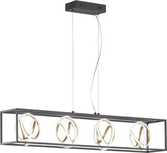 Fischer & Honsel Pendelleuchte Gisi | Schwarz Matt|Gold | L: 110 cm, B: 20 cm| A: 150 cm |H&ouml;heneinstellenbar| Dimmbar | Farbtemperatureinstellung | 4x LED 15W 2700-650